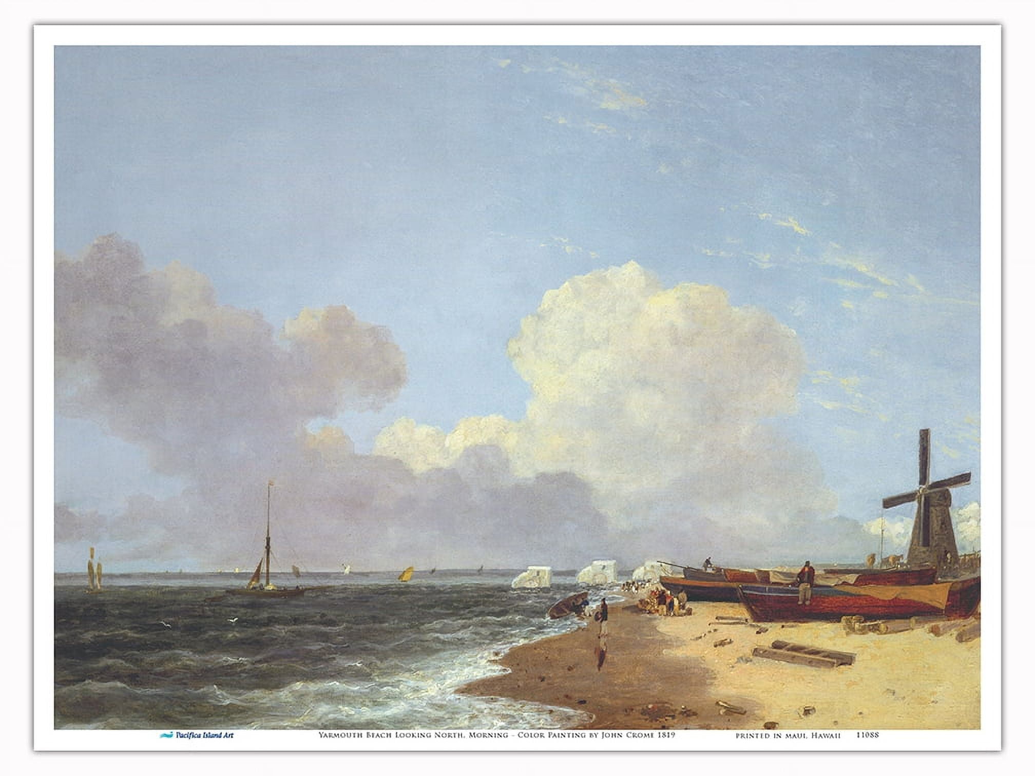 Yarmouth Beach Looking North, Morning - From an Original Color Painting ...