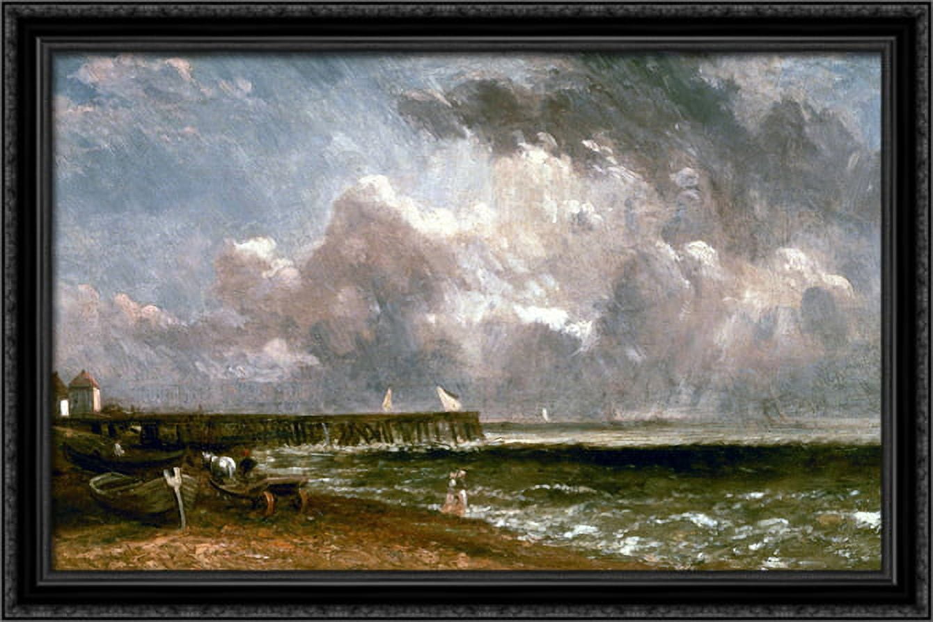 Yarmouth Pier 40x26 Large Black Ornate Wood Framed Canvas Art by John ...