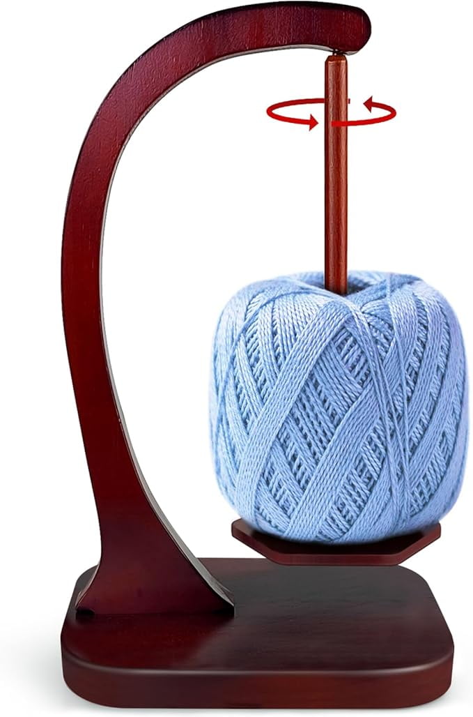 Yarn Ball Holder for Knitting and Crocheting, Wooden Yarn Spinner with ...