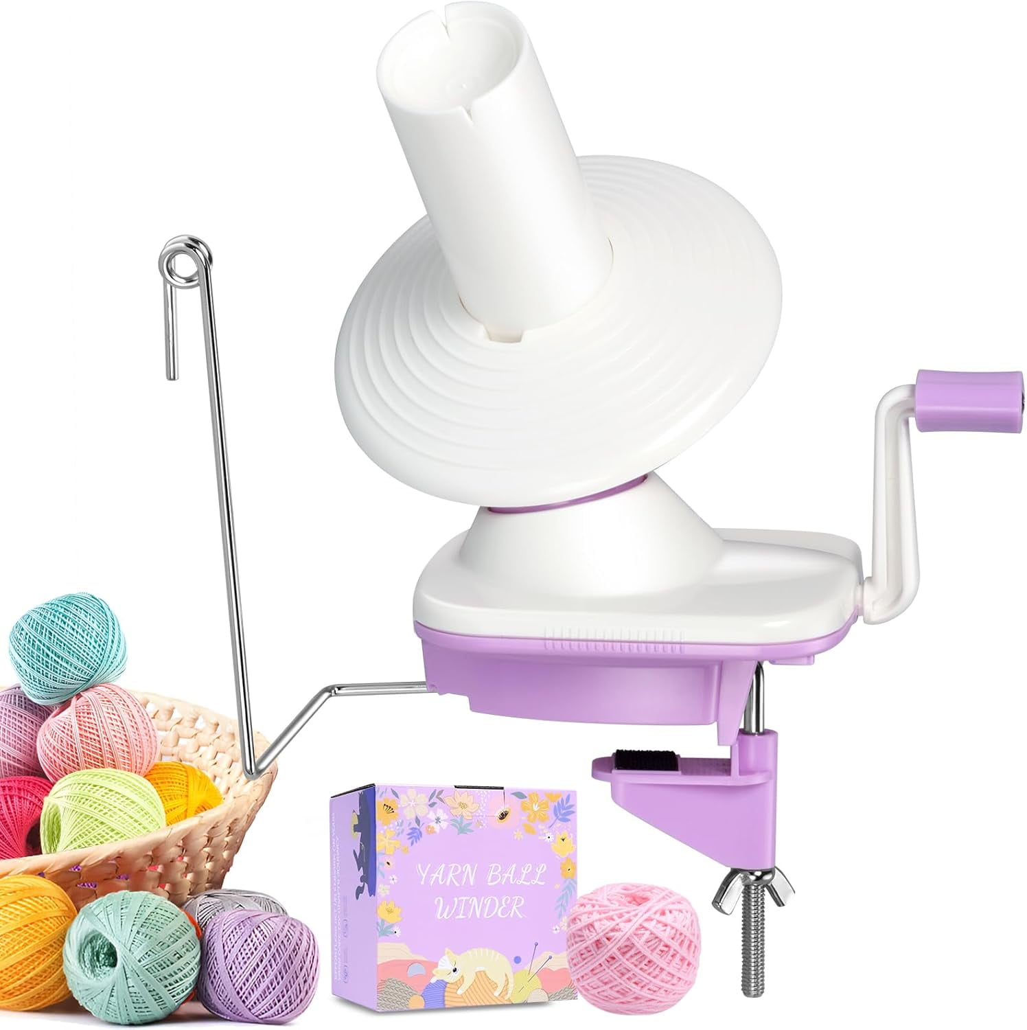 Anower Yarn Ball Winder, Hand Operated, Purple Wool Winder for ...