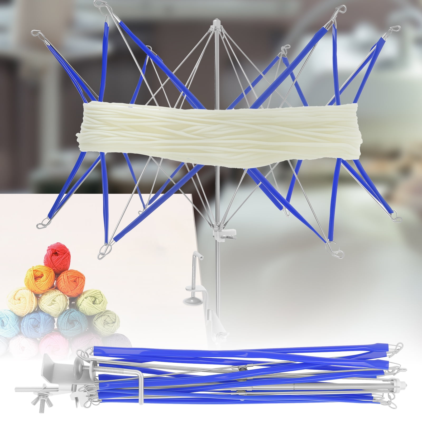 Yarn Ball Winder with Table Clamp Foldable Yarn Swift Winder Efficient Umbrella Yarn Winder Easy ...