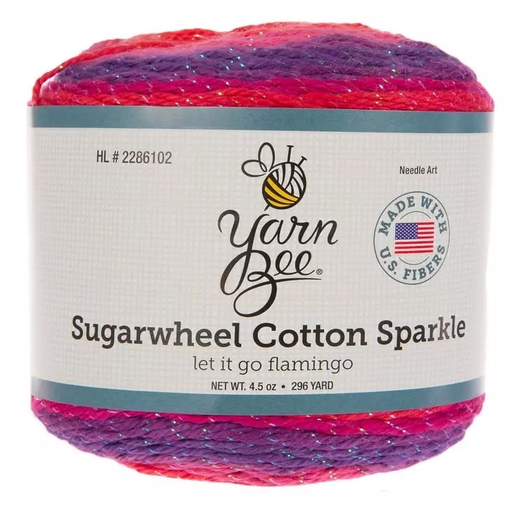 Yarn Bee Sugarwheel Cotton Sparkle Yarn Cake, Light Weight Cotton with ...