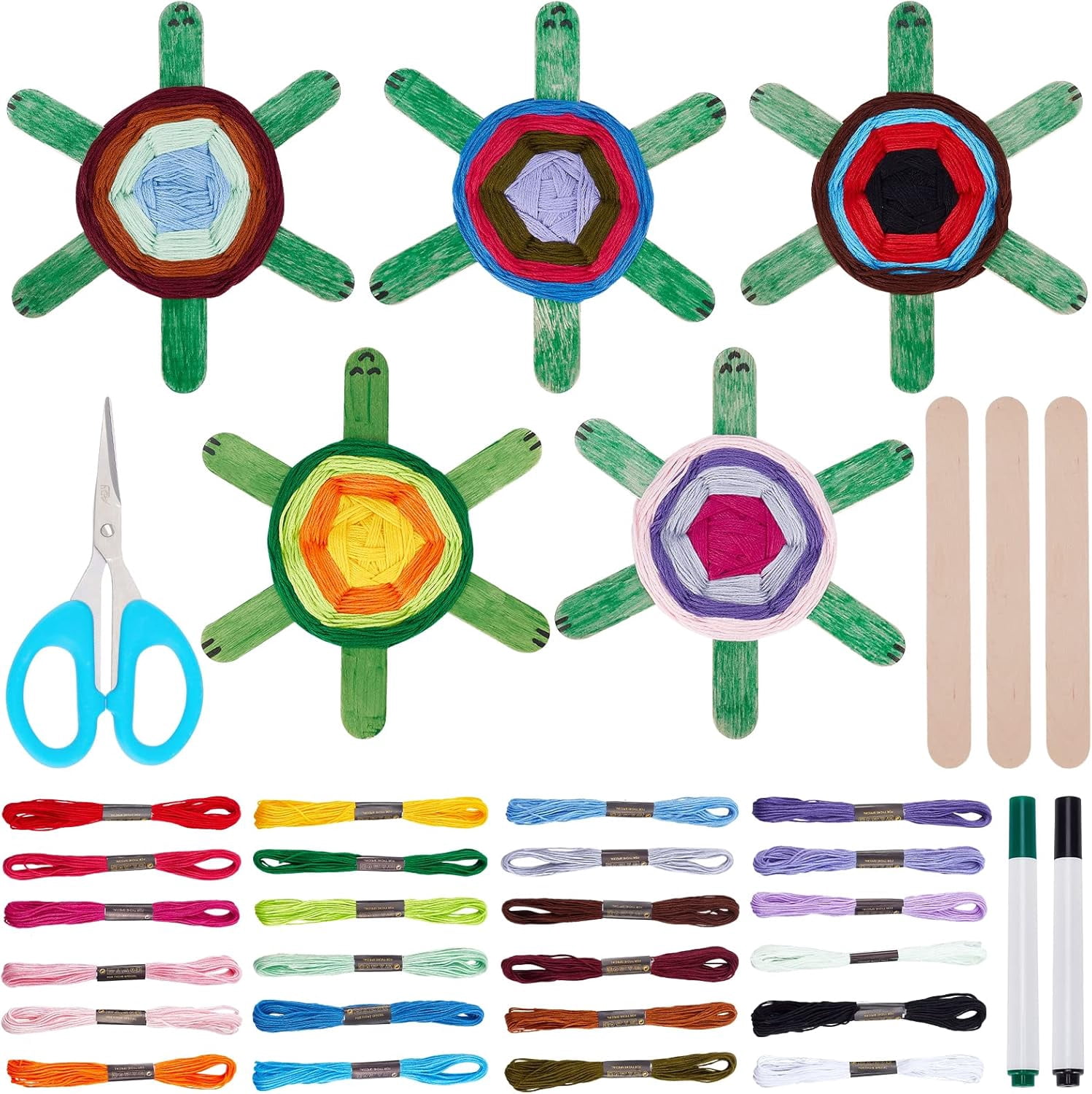 Yarn Craft Kit Yarn-Wrapped Turtles Craft Kit with Wood Craft Sticks ...