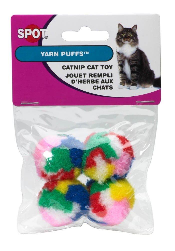 Ethical Pet Yarn Puff Multicolored Cat Toy, Filled with Catnip ...