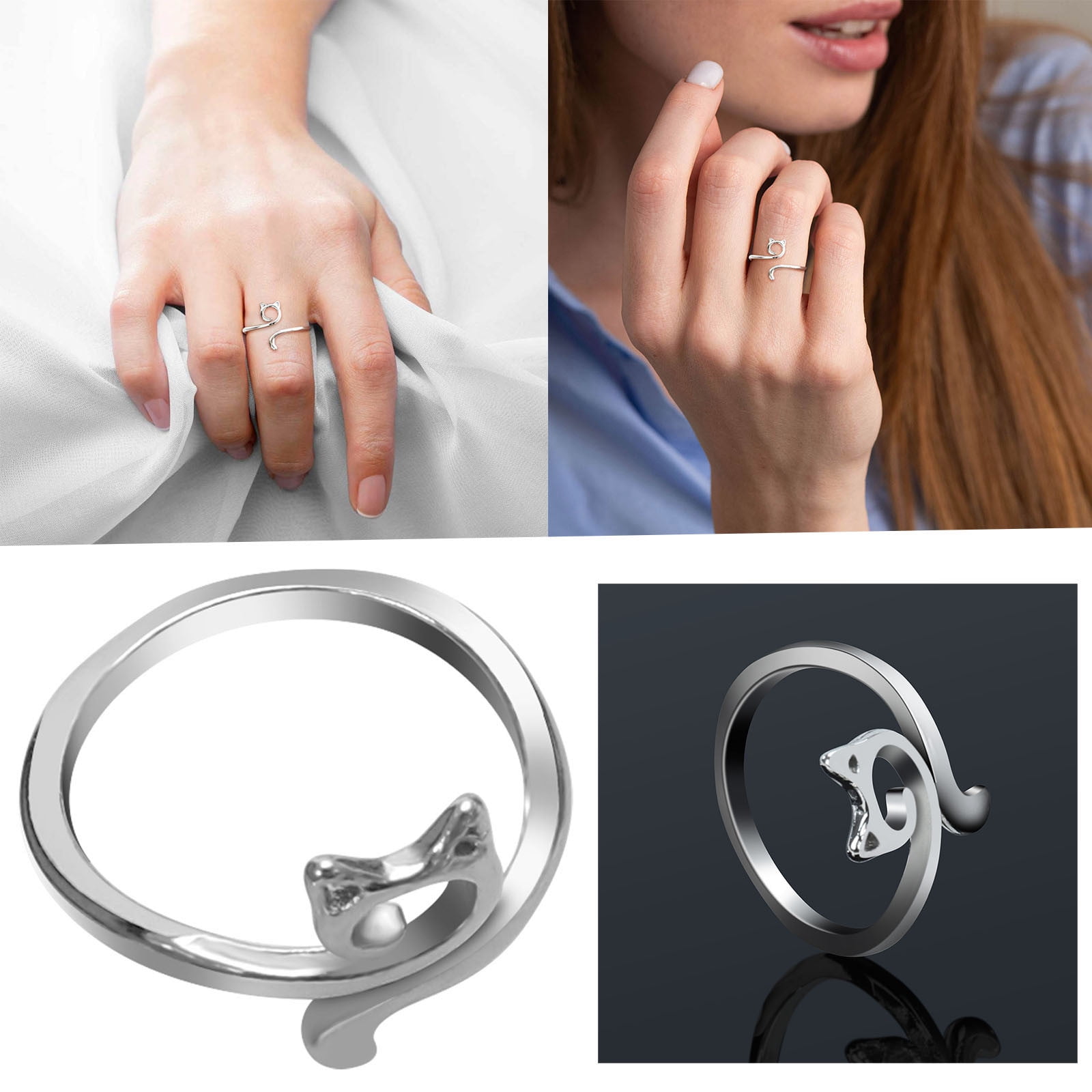 Yarn Ring Cat Kitty Ears Adjustable Size Crochet Ring Beginner Knitting ...