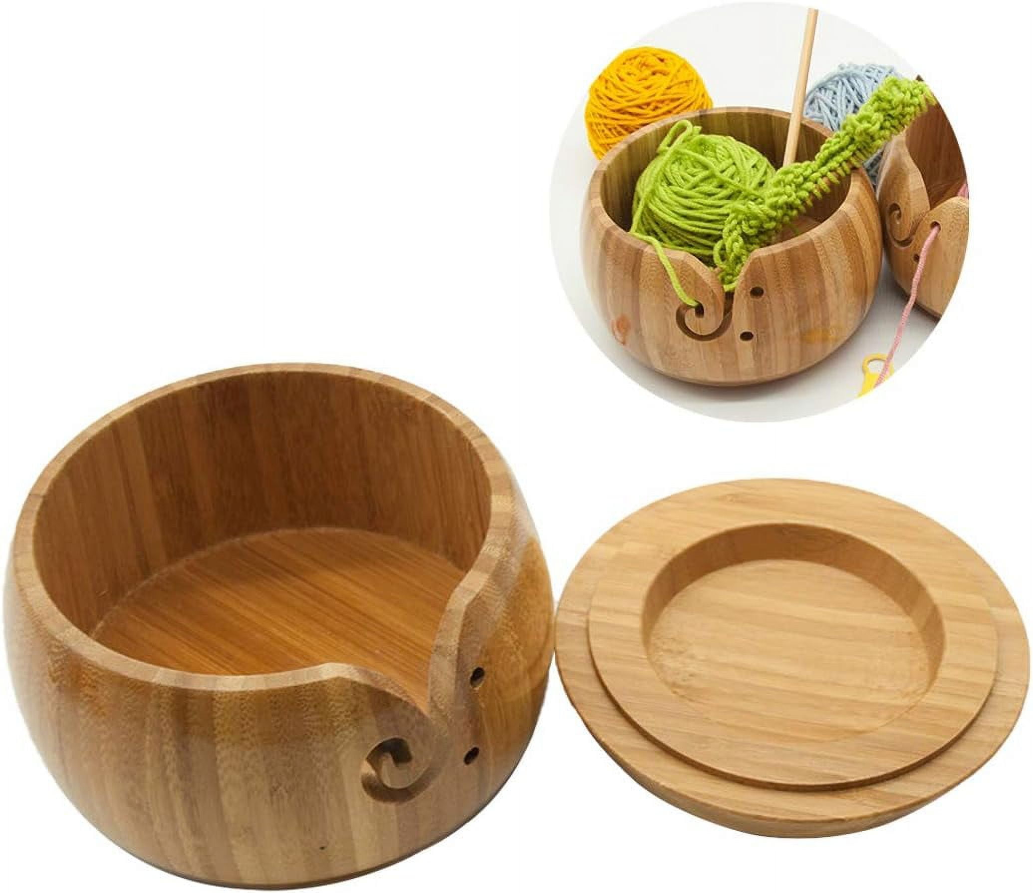 Yarn Sewing Kit, Yarn Bowl Professional Wooden Crochet Bowl Wool ...
