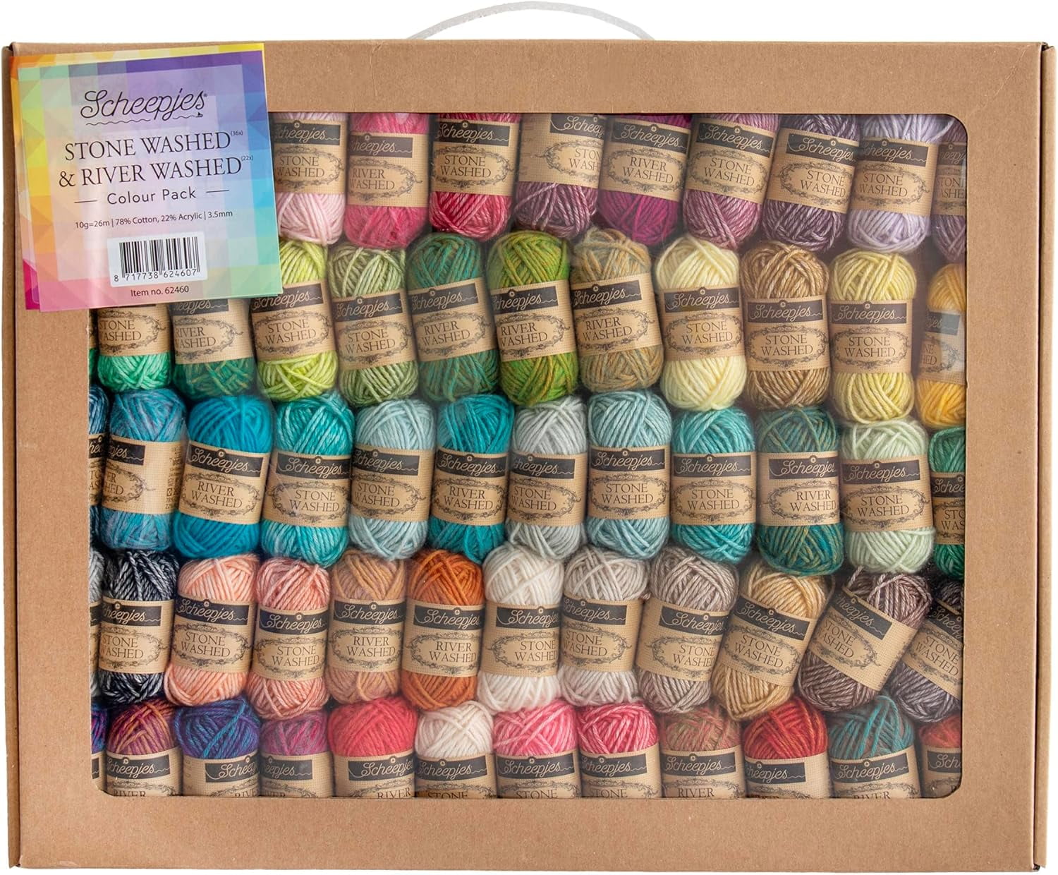 Yarn Whirl, Stone/River Washed Color Pack of 58 Skeins -10g Eash, 28 ...