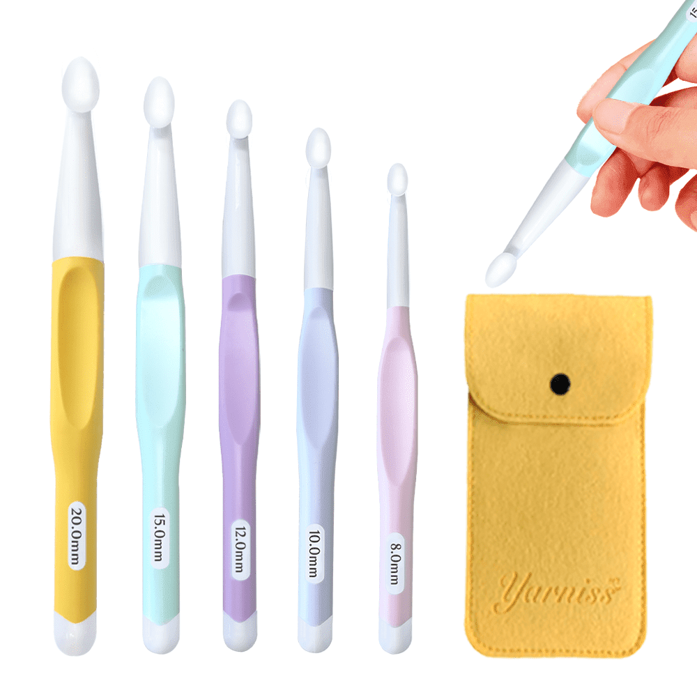 Yarniss 5 Pcs Large Sizes Crochet Hooks 8mm/10mm/12mm/15mm/20mm ...