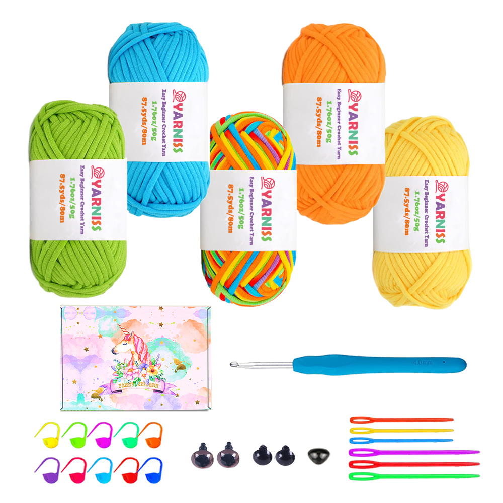 Yarniss 5 Pack Beginners Crochet Yarn,Easy Peasy Yarn Crochet ...