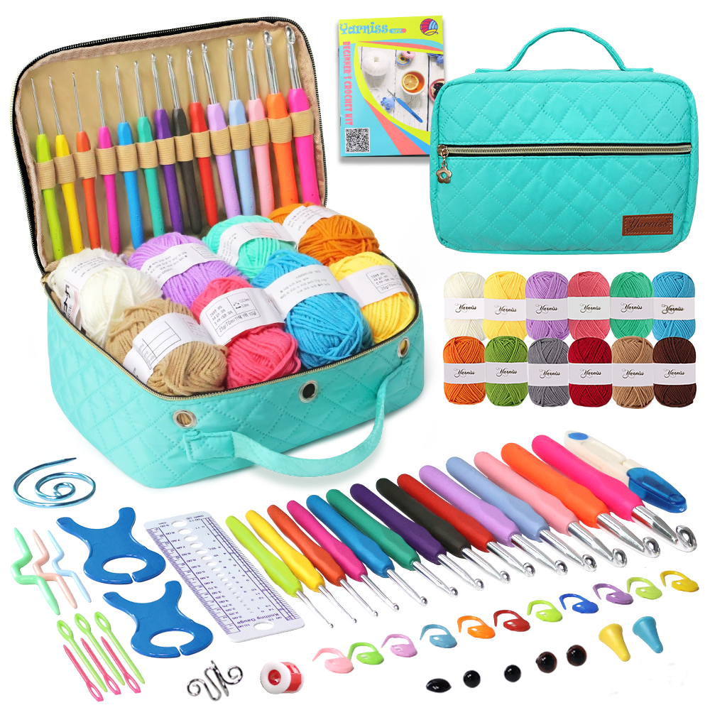 Yarniss Crochet Kit for Beginners,60 Pcs Starter Crochet Kits Include ...