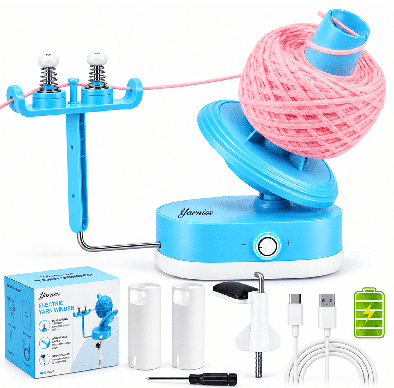 Yarniss Electric Yarn Ball Winder 10oz Large Capacity, Quiet Yarn Cake ...