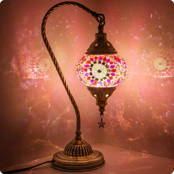 Turkish Moroccan Lamp with Bronze Base 3 Color Options Swan Tiffany ...