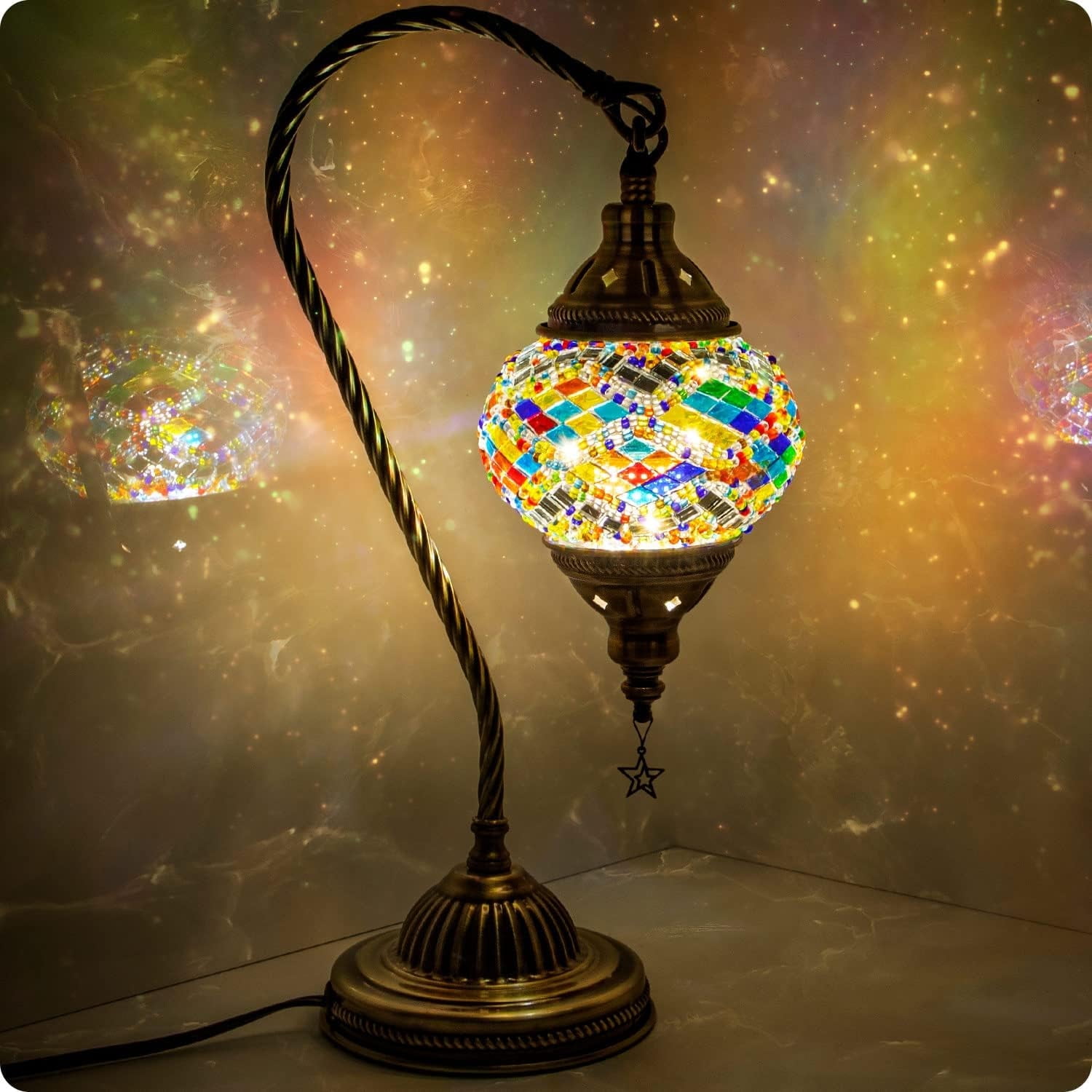 Yarra-Decor Turkish Moroccan Lamp with Bronze Base 3-Way Color Changing ...