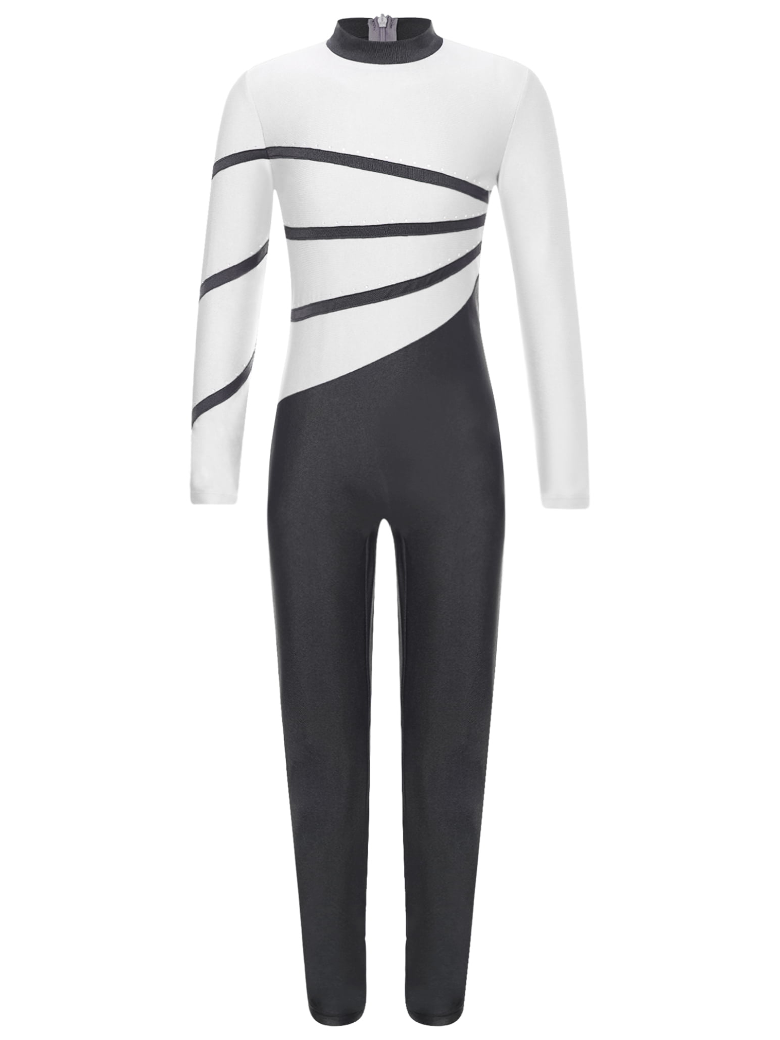 Yartina Girls Full Body Mock Neck Long Sleeve Full Length Bodysuit ...