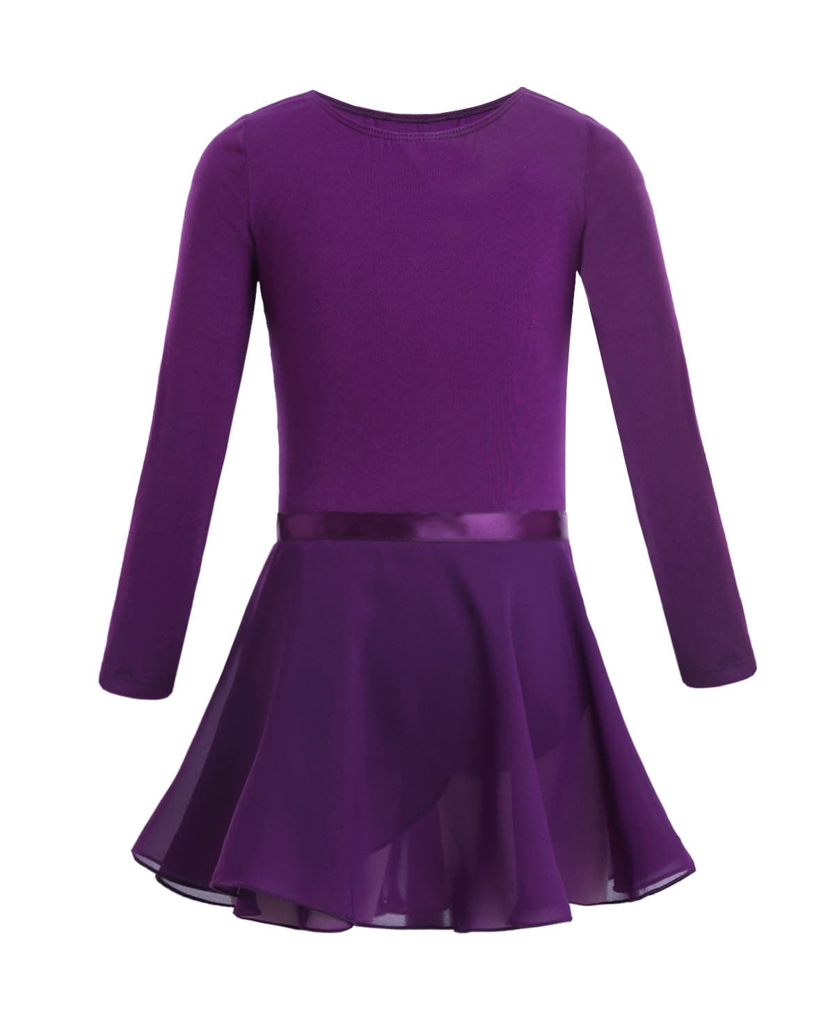 Yartina Girls Ballerina Long Sleeves Dance Leotard with Chiffon Wrap ...