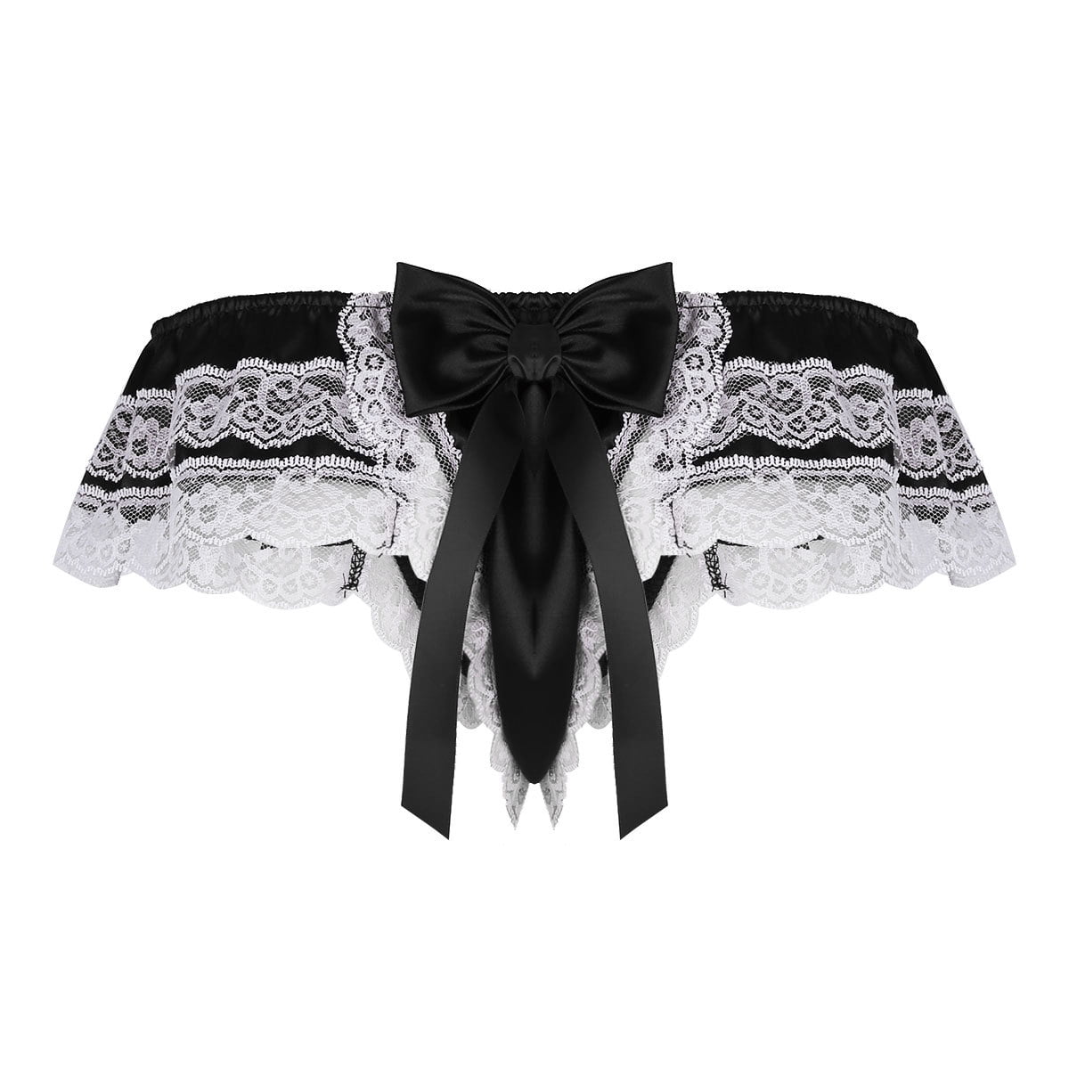 Yartina Men's Satin Floral Lace Thong Underwear G-String Underpants ...