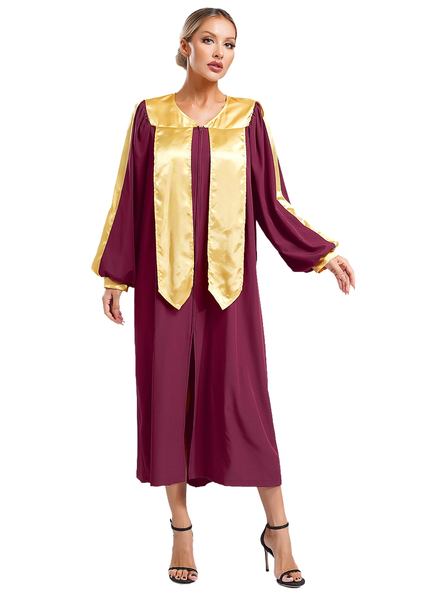 Yartina Women Choir Robe Graduation Gown Long Sleeve Maxi Robe Pulpit ...