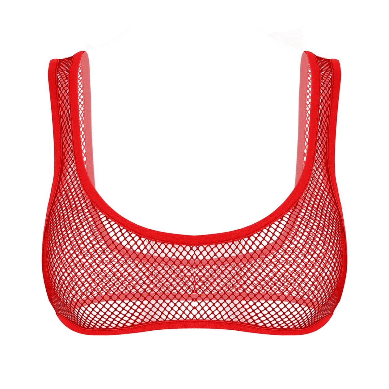 Yartina Women's Fishnet Bras Vest Deep U Tank Tops Sexy Mesh See ...