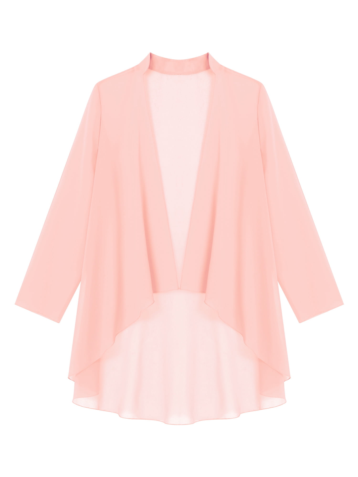 Yartina Women's Long Chiffon Cardigan Outerwear Jacket Dress Coat Pink ...