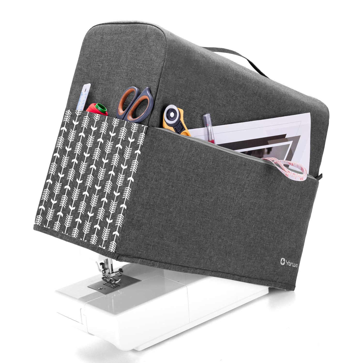Yarwo Sewing Machine Dust Cover with Top Handle and Pockets Compatible ...