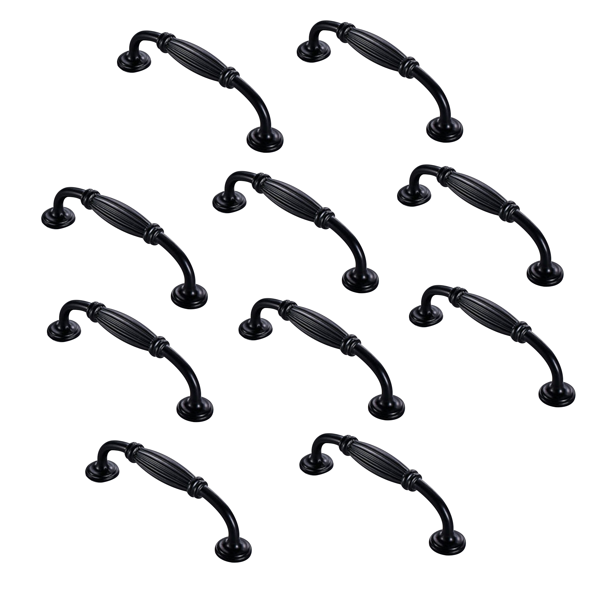 Cosmas 7119FB Flat Black Country Style Cabinet Hardware Ribbed Handle ...