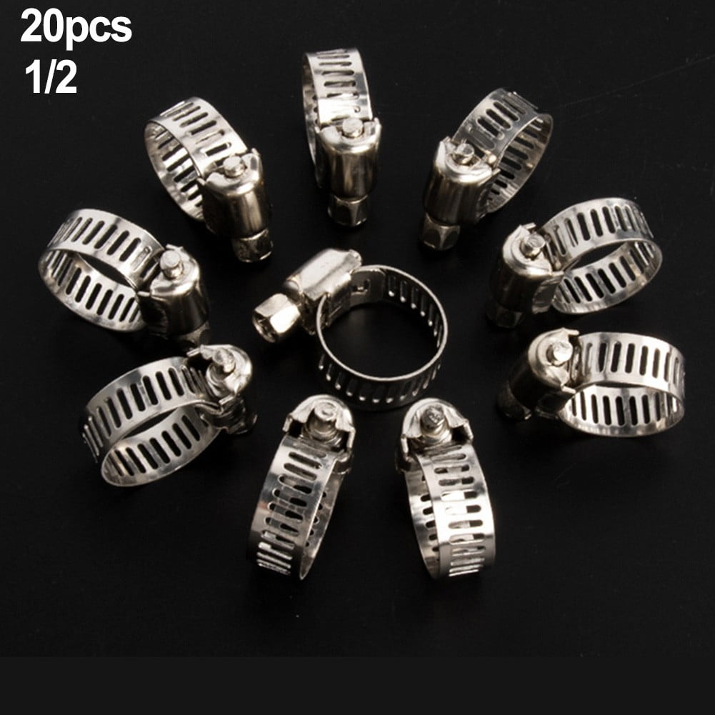 Yashili 20pcs Stainless Steel Hose Clips Set Garden Hose Pipe Clamps ...