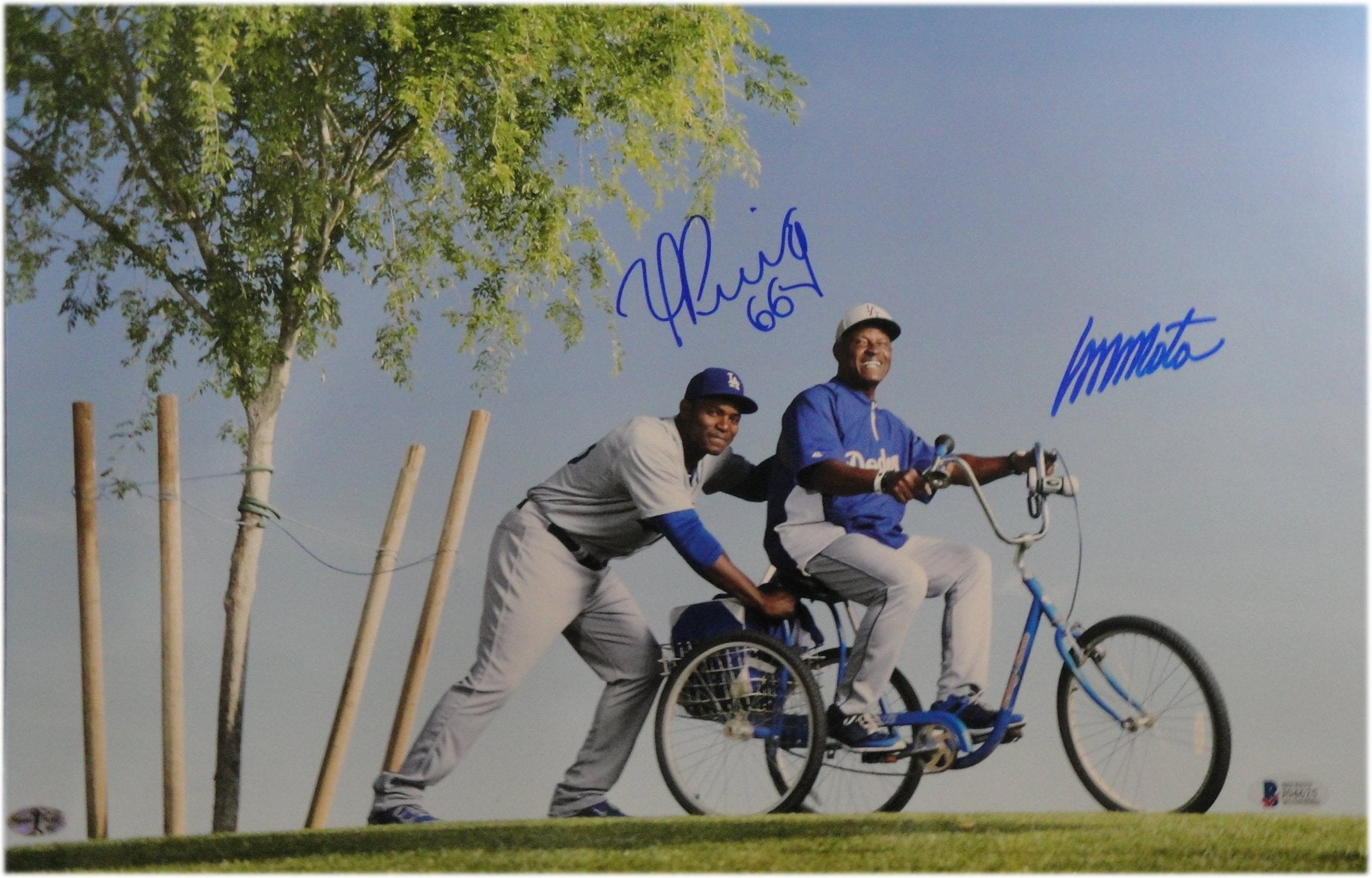 Yasiel Puig Manny Mota Hand Signed Autographed Auto 11x17 Photo on Bike ...