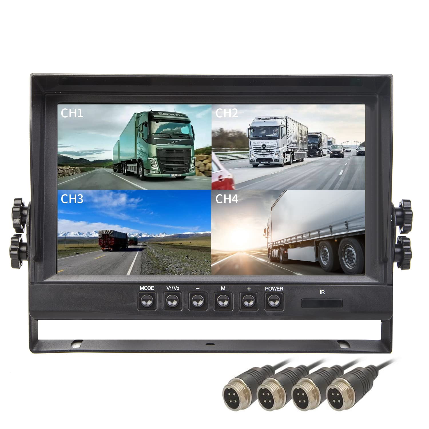 Yasoca 9" TFT LCD Car Rearview Quad Split Monitor,Remote Control, 4 ...