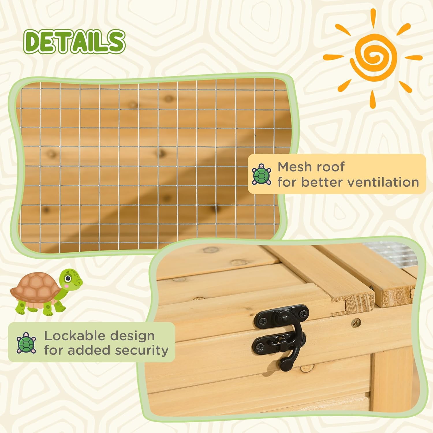 Yasong Wooden Tortoise House Indoor Turtle Habitat Enclosure Outdoor ...
