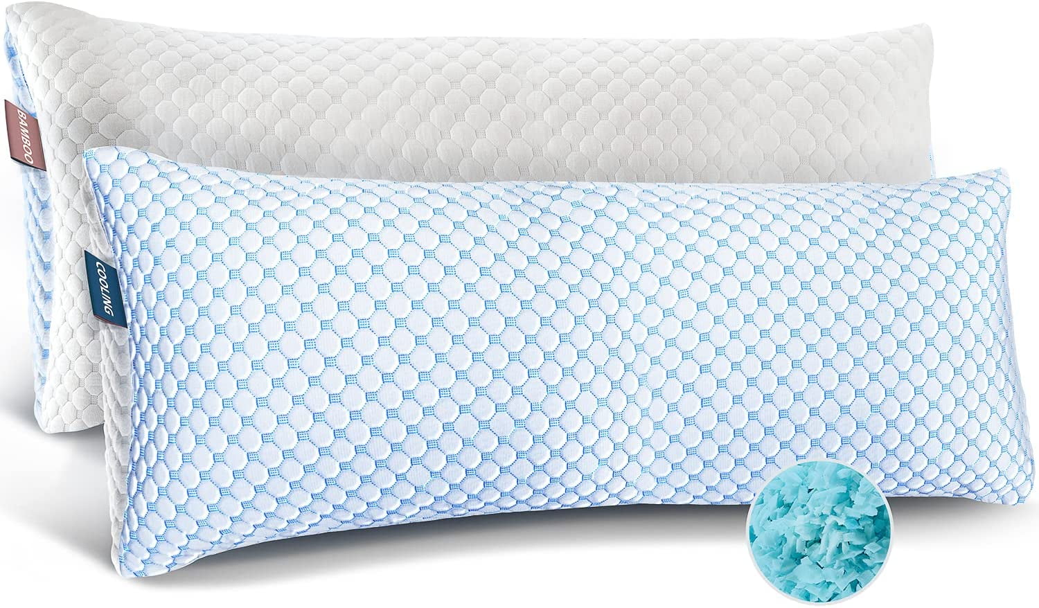 YasongCooling Body Pillows -Shredded Memory Foam Pillows, Gel Infused Cooling Pillow, Adjustable ...