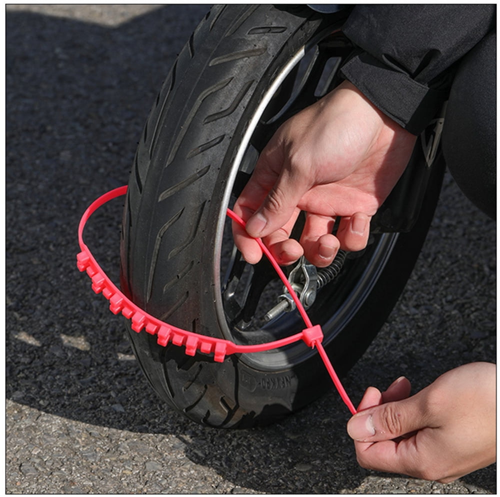 Yassdwbn 10x Red 52cm Motorcycles Bike Wheel Tire Snow Chains Winter ...