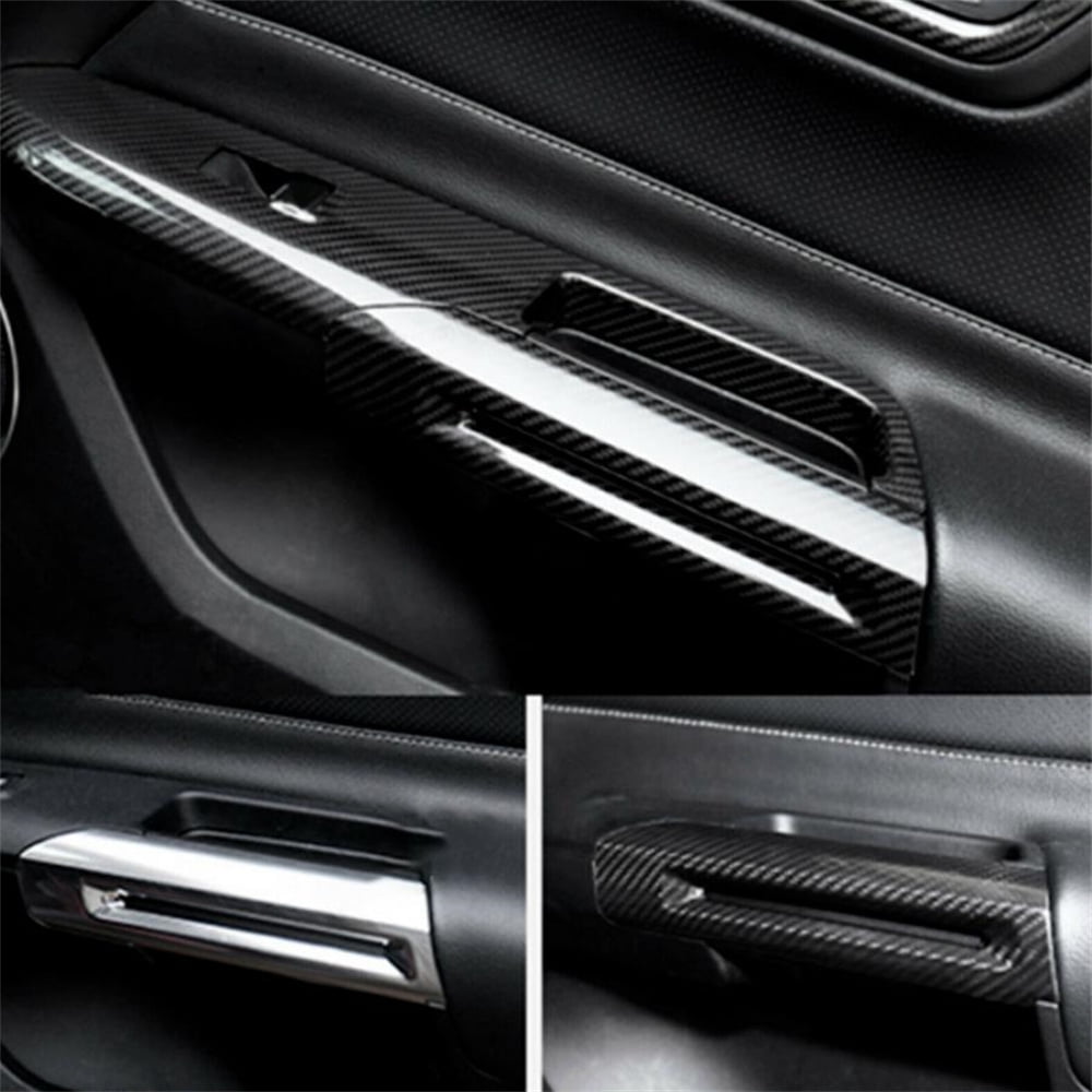 Yassdwbn 2x Car Interior Door Armrest Decor Cover Trim Carbon Fiber ...