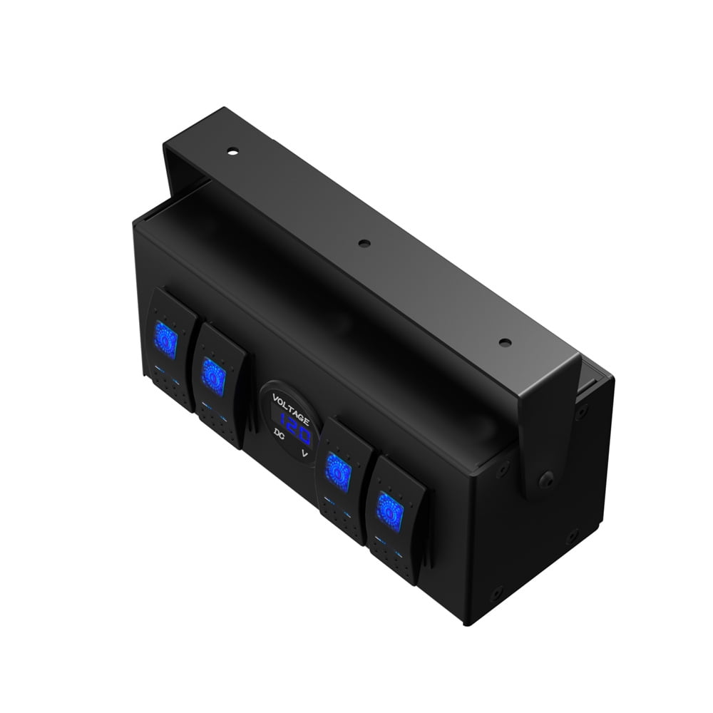 Yassdwbn 4 Gang Rocker Switch Box 12V/24V ON Off Switch & Voltmeter for ...