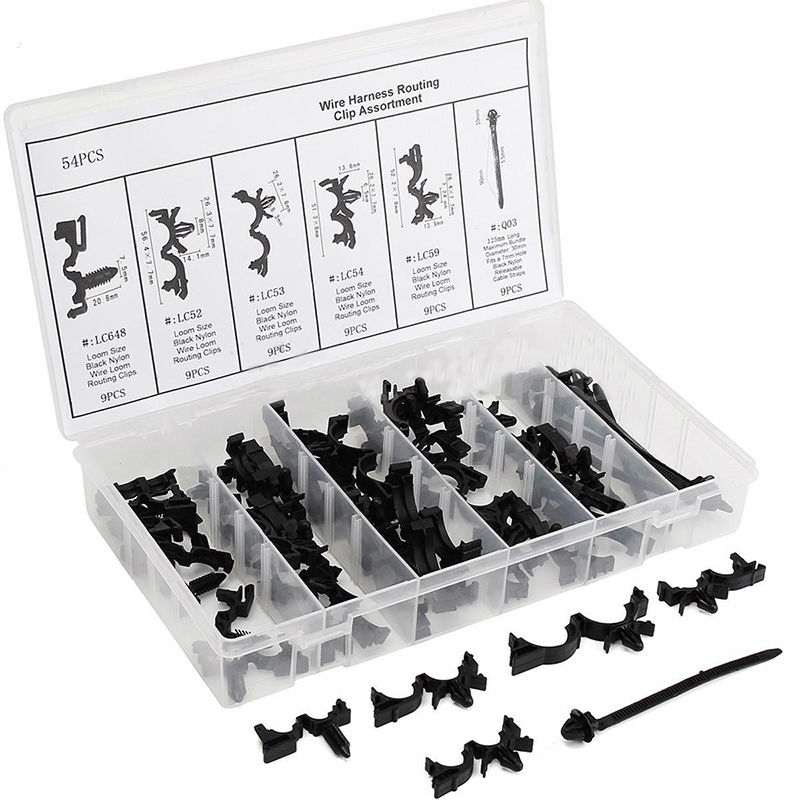Yassdwbn 54Pcs Wiring Harness Loom Routing Clips Assortment Convoluted ...