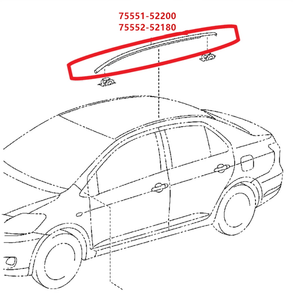 Yassdwbn Left+Right Side Drip Roof Strip Moulding Trim For Toyota Yaris ...