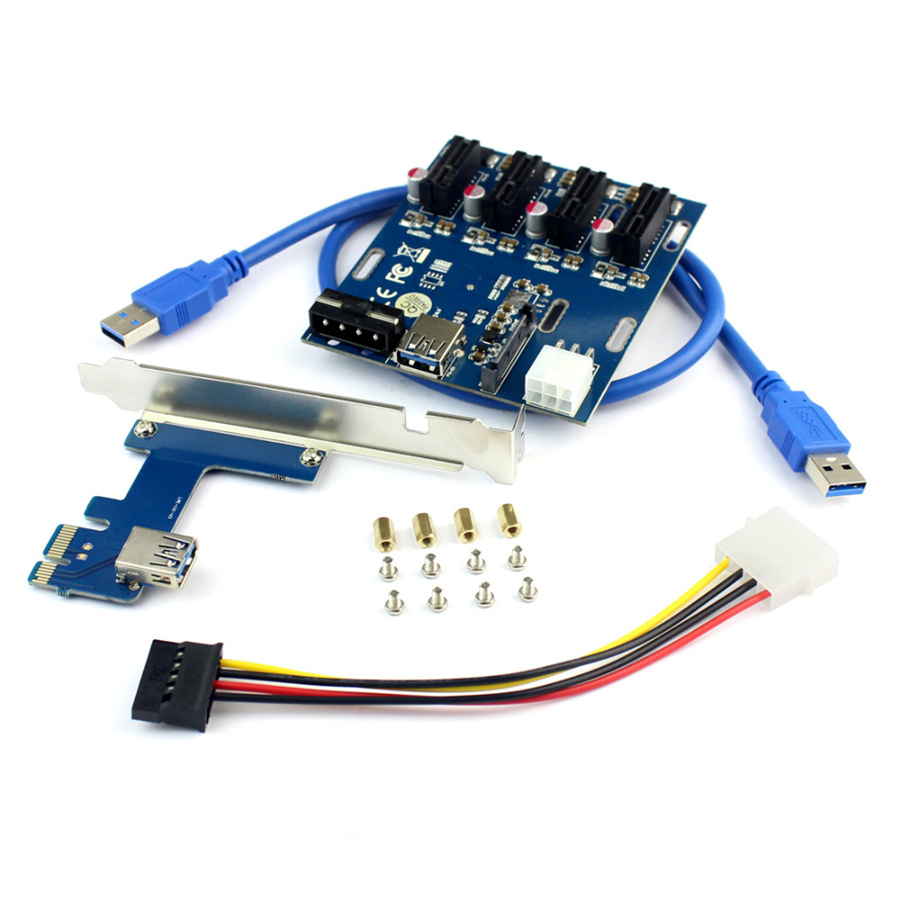 Yassdwbn PCIe 1 to 4 PCI Express Slot Board Mini Pcie Card Cable Expand ...