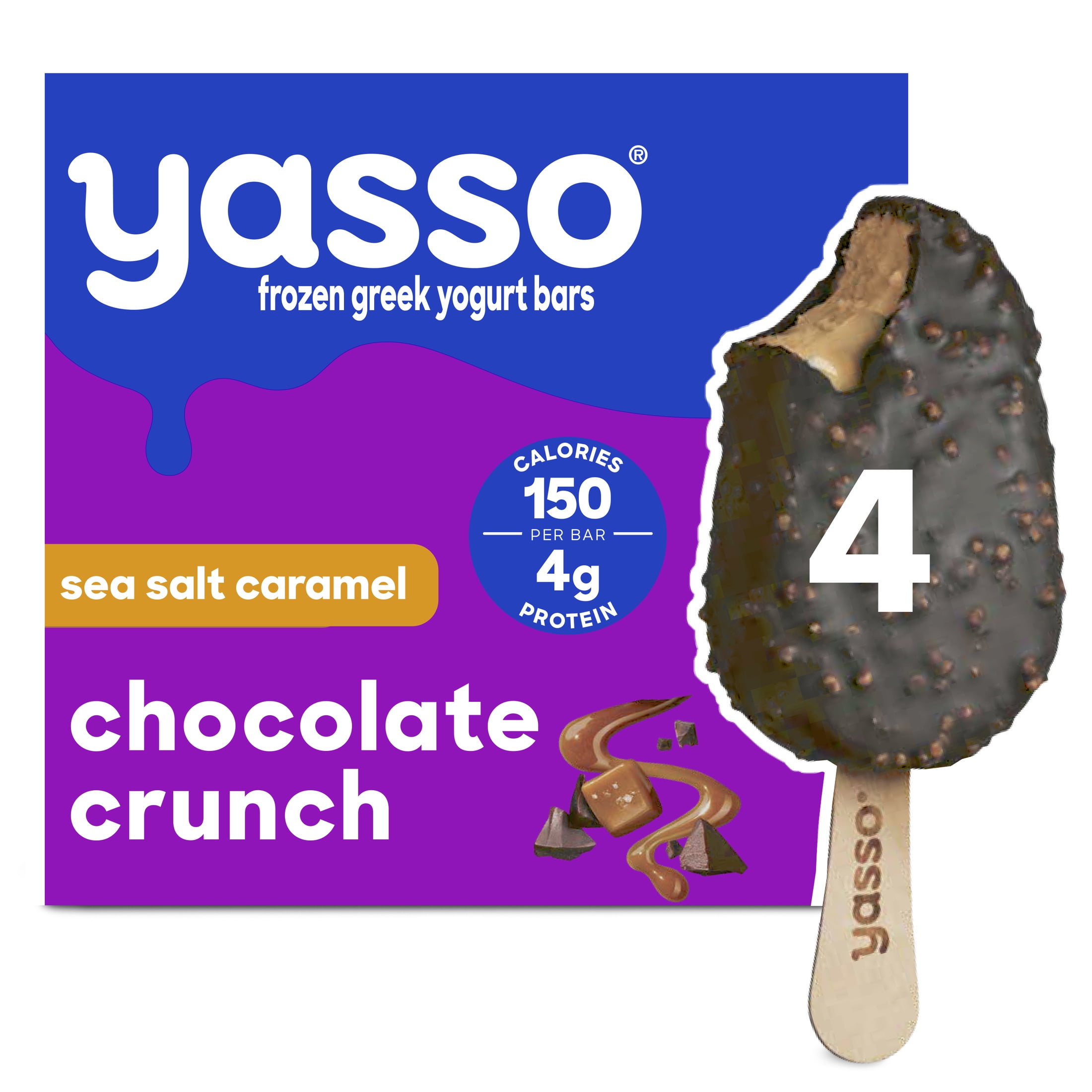 Yasso Frozen Greek Yogurt Creamy Sea Salt Caramel Better Than Ice Cream Bars 4 Count
