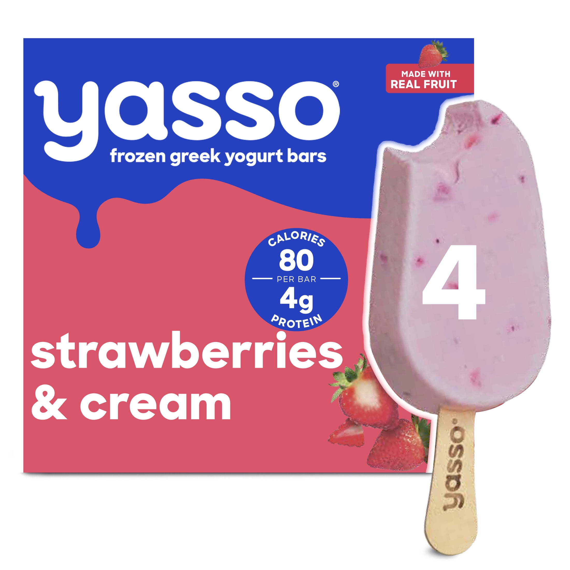 Yasso Frozen Greek Yogurt Creamy Strawberry & Cream Frozen Yogurt Ice ...