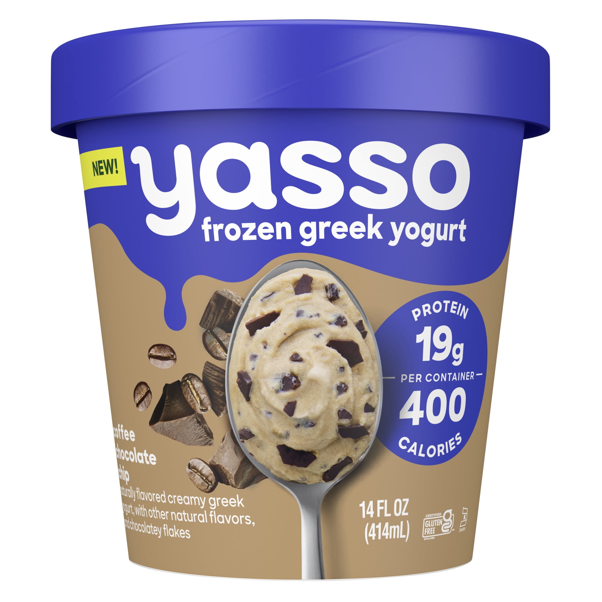 Yasso Coffee Chocolate Chip Frozen Greek Yogurt, 14 fl oz - Walmart.com