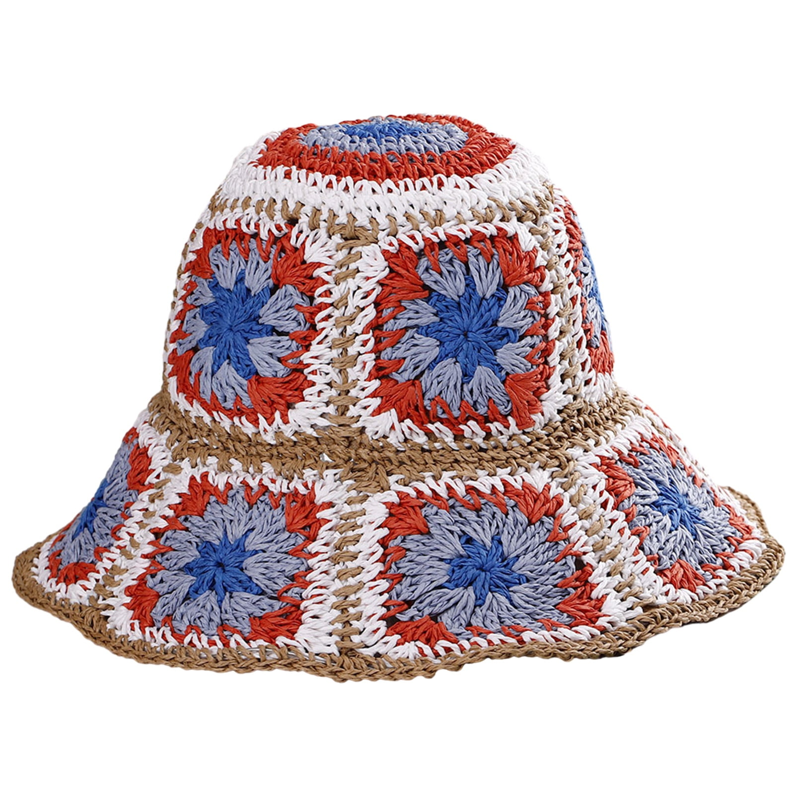 Yasu Flower Pattern Hat Women Straw Hat Floral Pattern Crochet Straw ...