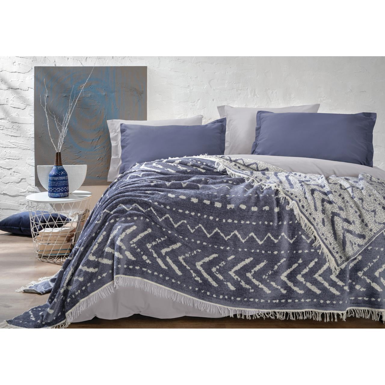 Yatas Bedding 90X96" Queen Size Cora Bedspread - Indigo - Walmart.com