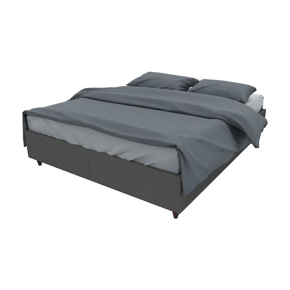Yatas Bedding Lisbon Metal King Size Bed Base with Storage in Gray ...