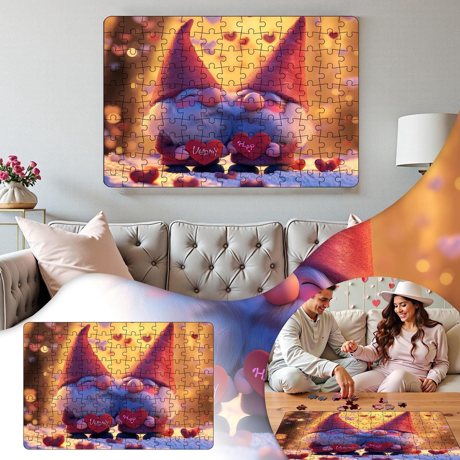 Yatbbeixxx 130 Piece Valentine Puzzle Set Valentine's Day Puzzle For ...