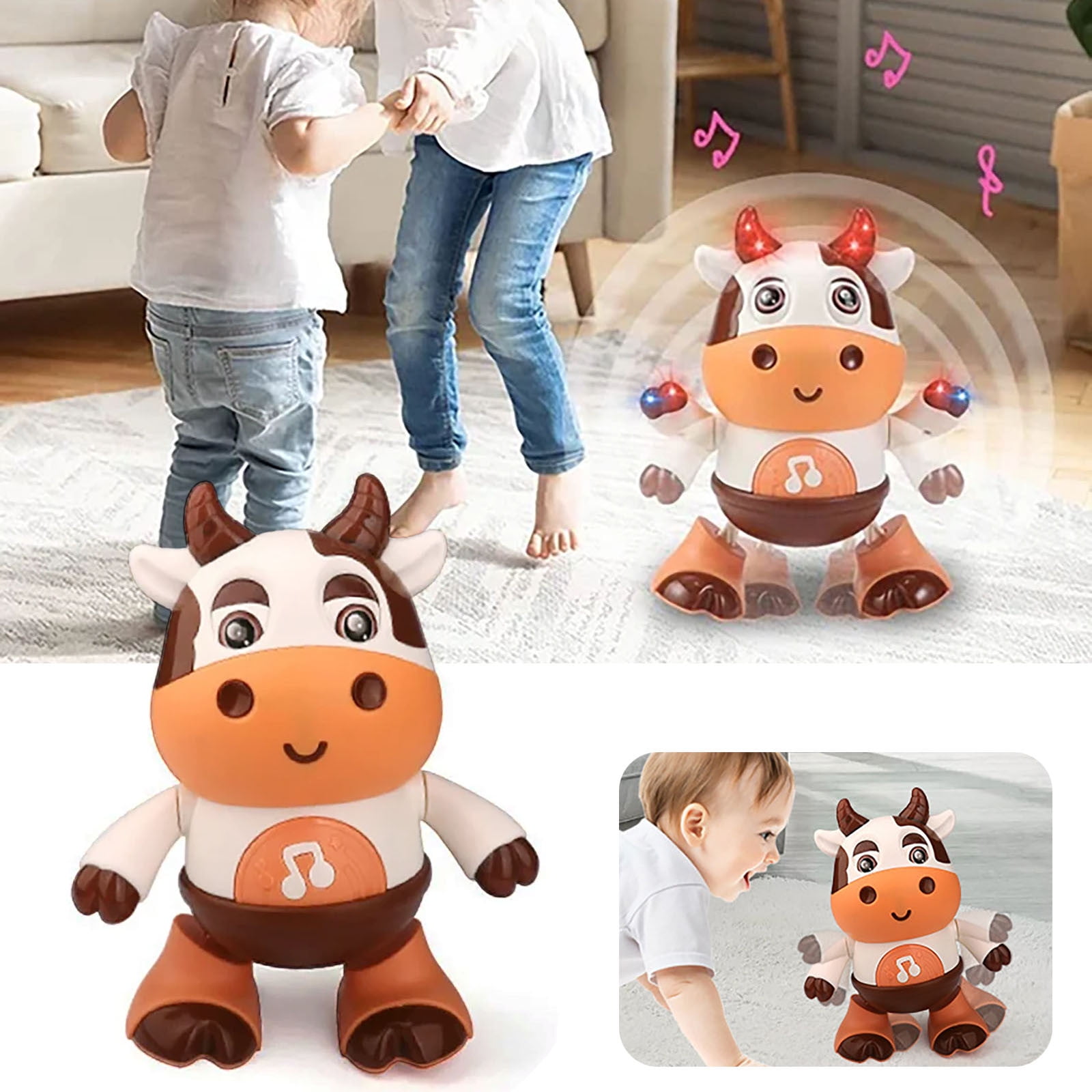 Yatbbeixxx Electric Dancing Musical Cow Toy,Light-Up Dancing Cow for ...