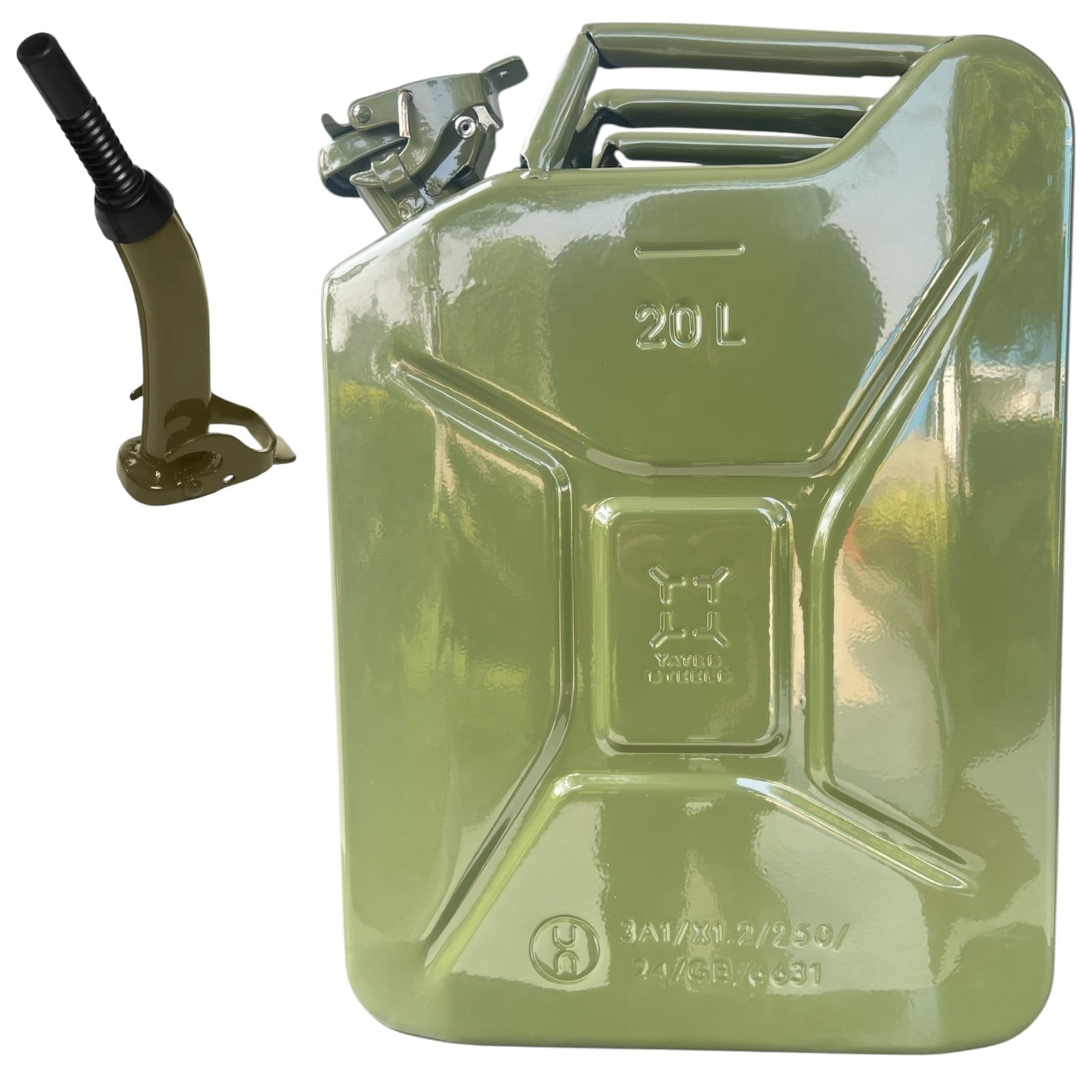 Yates® Authentic NATO Steel Metal Jerry Can 5 Gallon + Spout, DOT ...