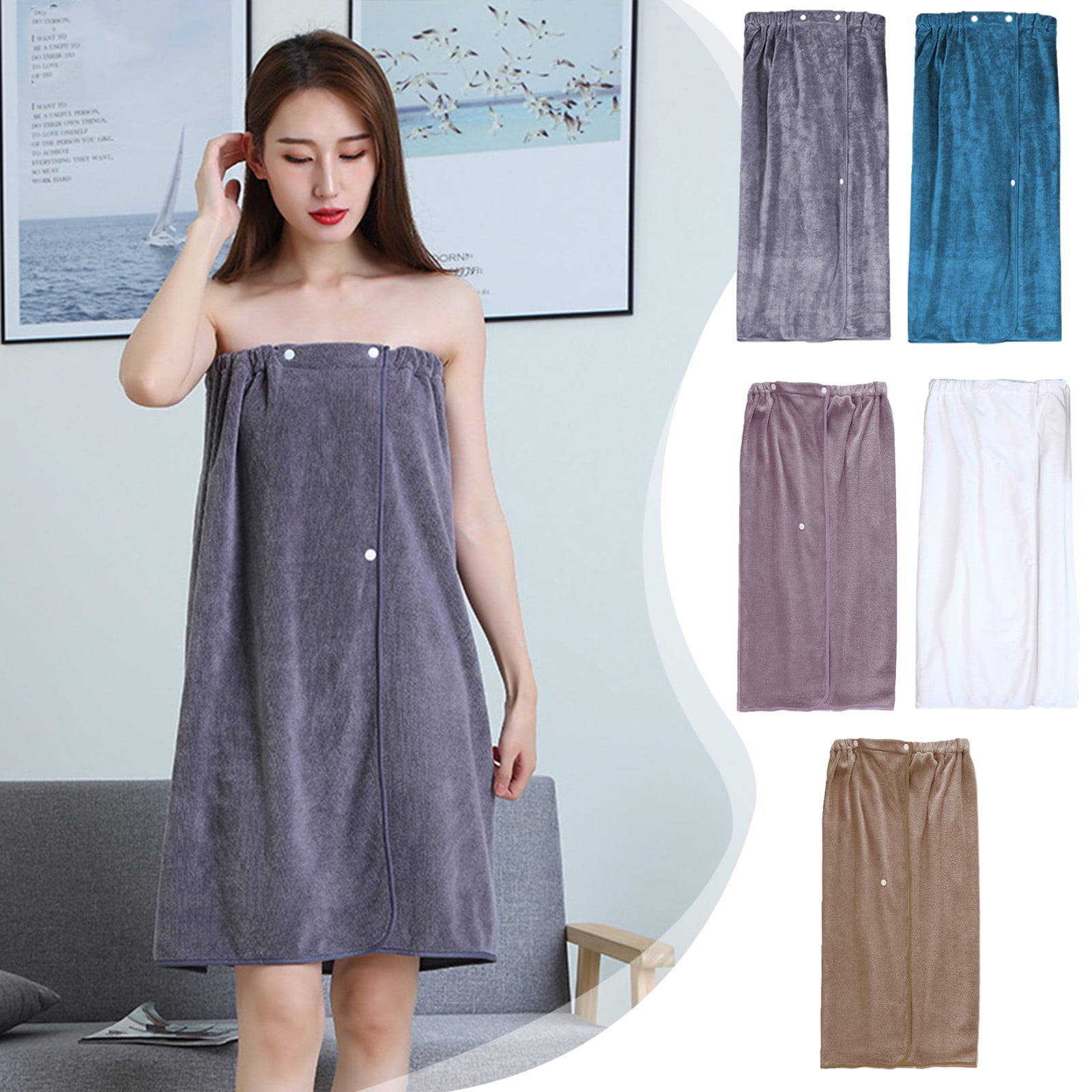 Yatlte 4 Pcs Towel Wrap for Women Lightweight Waffle Spa Bathrobe Cover ...