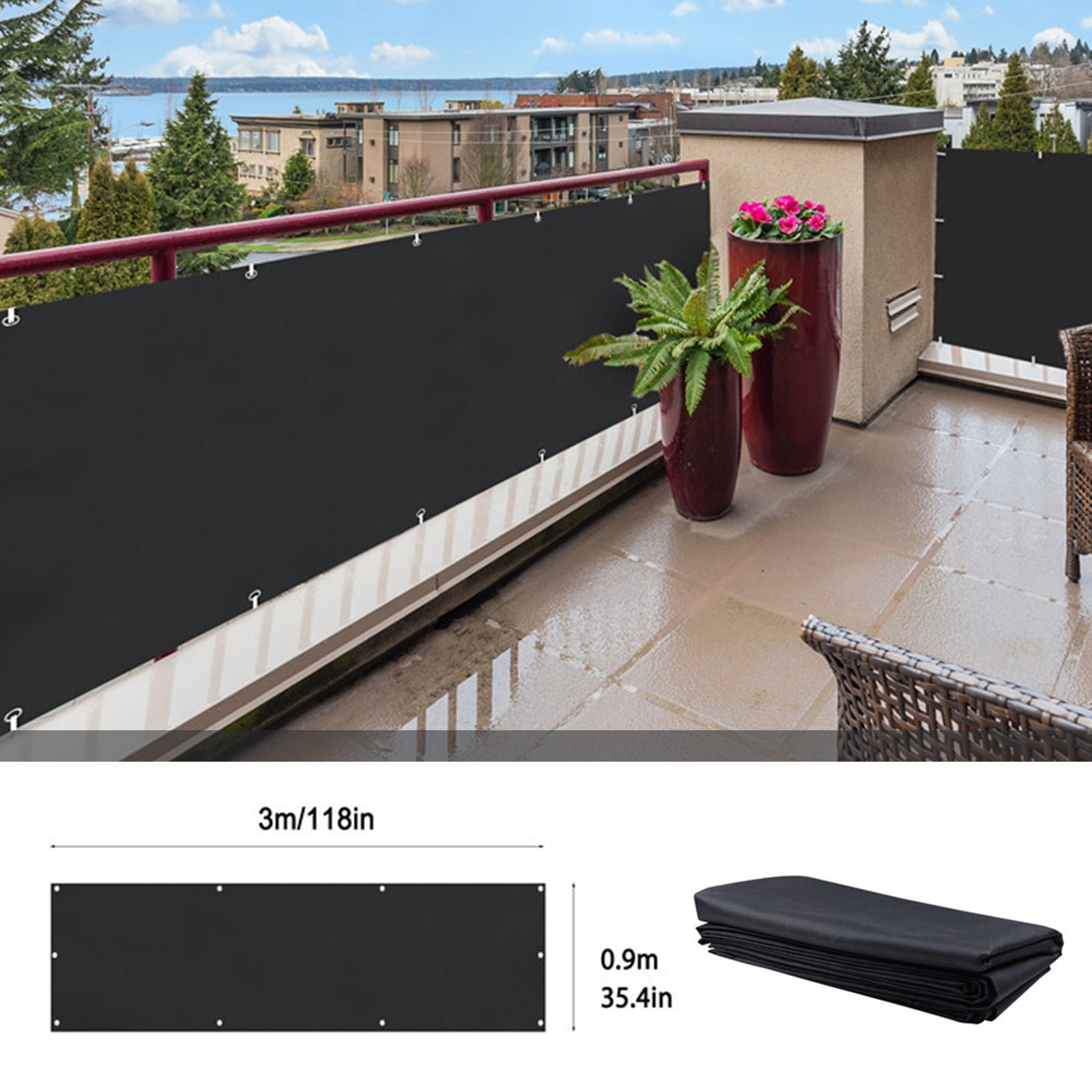 Yatlte Balcony Privacy Screen, UV-Proof Fence Privacy Screen（118x35.4IN ...
