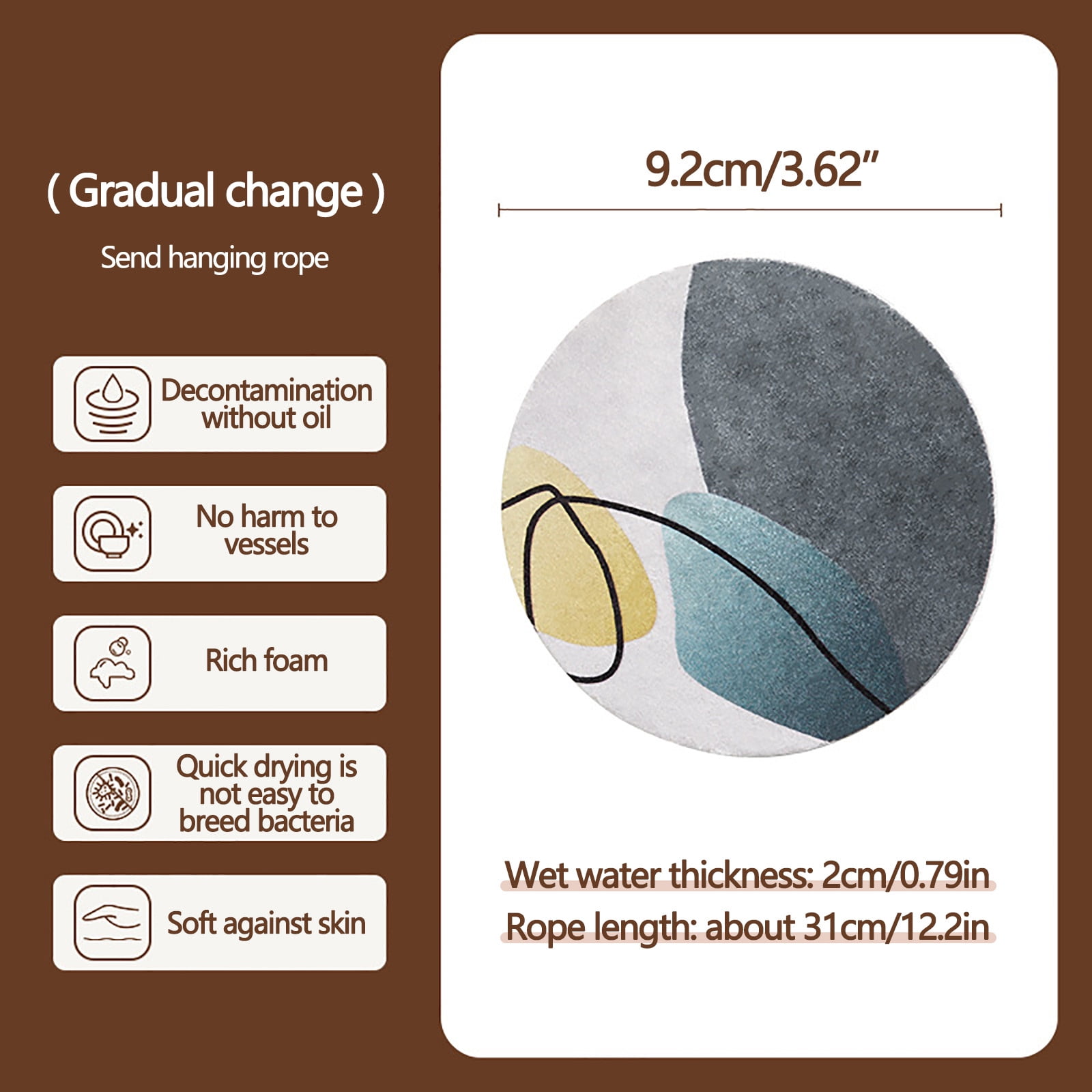 Yatlte Bath Sponges, Soft Round Body Scrubber, Shower Bath Sponge Block ...