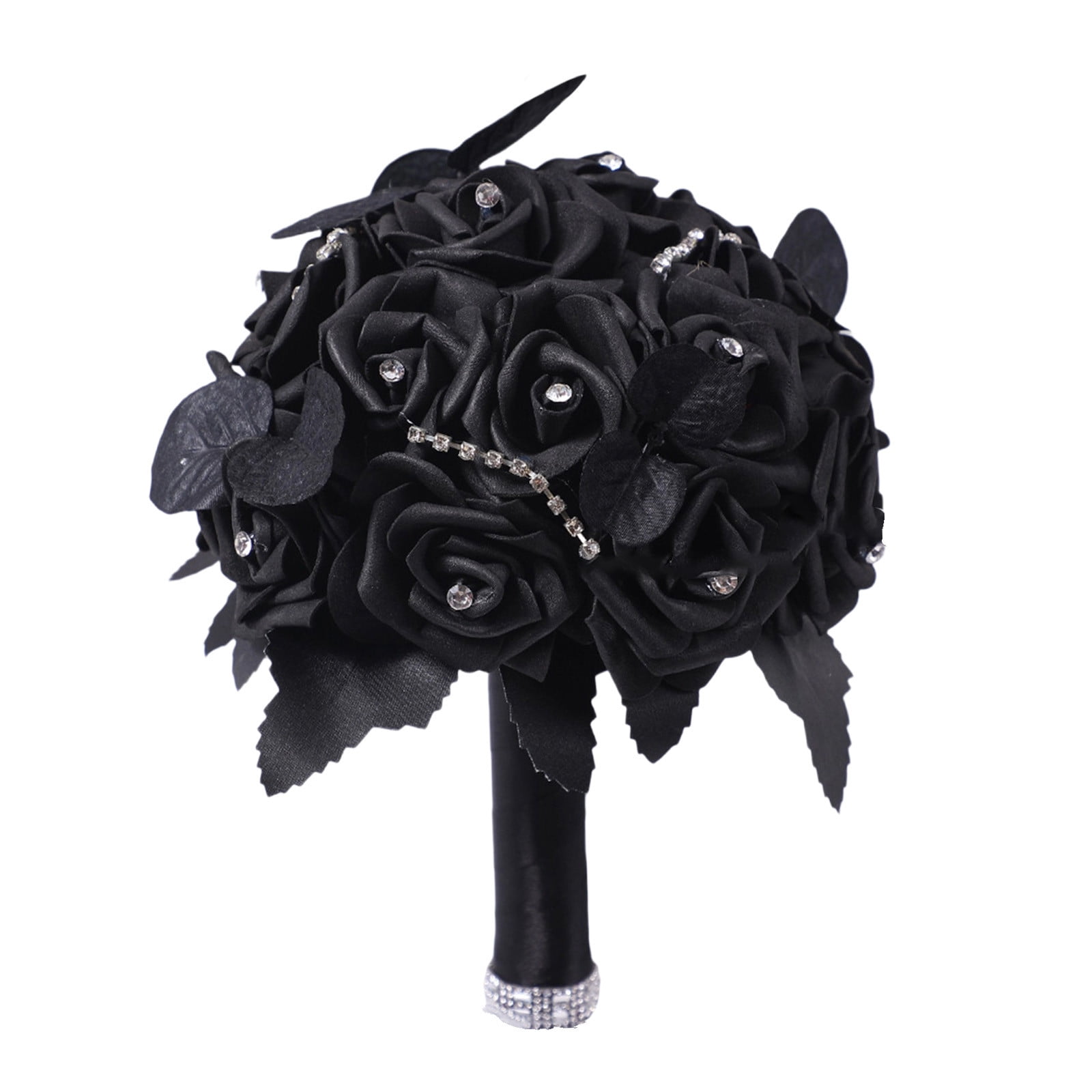 Yatlte Black and Burgundy Gothic Wedding Bouquet for Bride, Faux Black ...