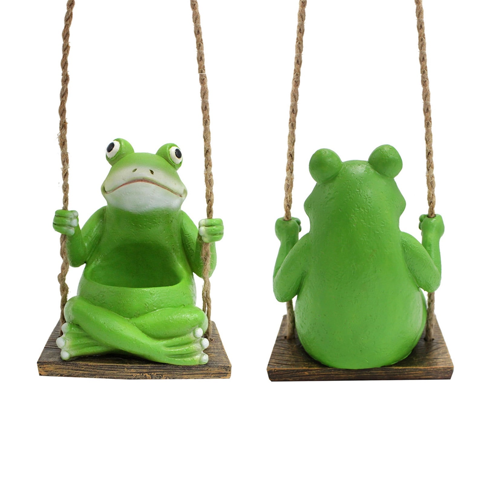 Yatlte Cute Frog Small Plant Pots, Hanging Swing Frog Planter(Green ...